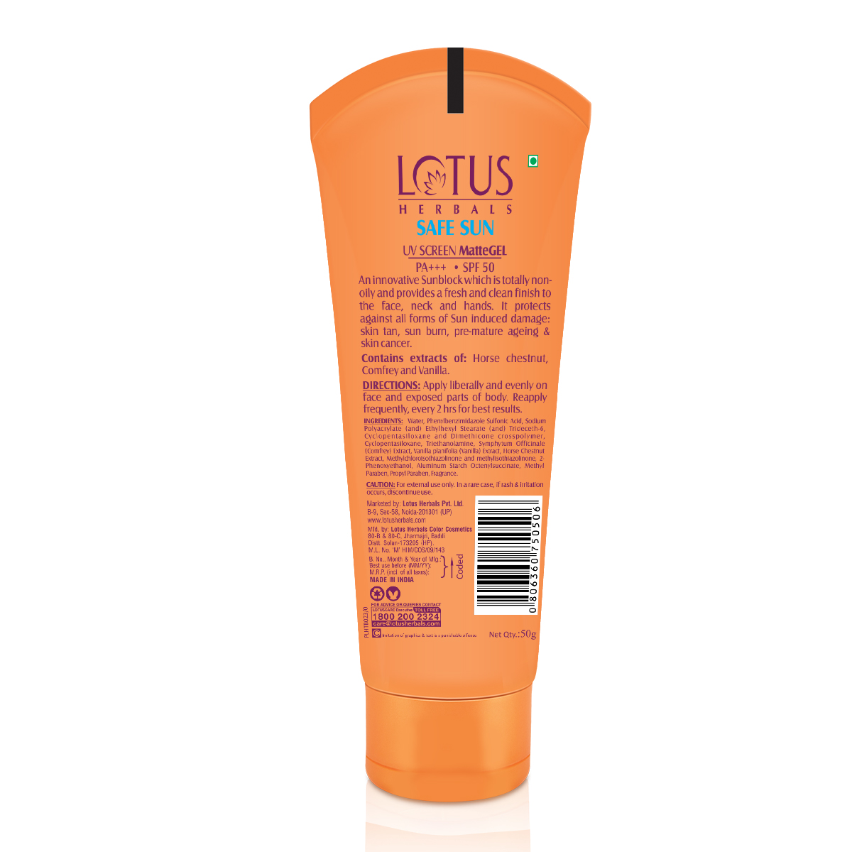 Lotus Herbals Safe Sun UV Screen Matte Gel SPF 50 PA+++, 50 gm Price ...