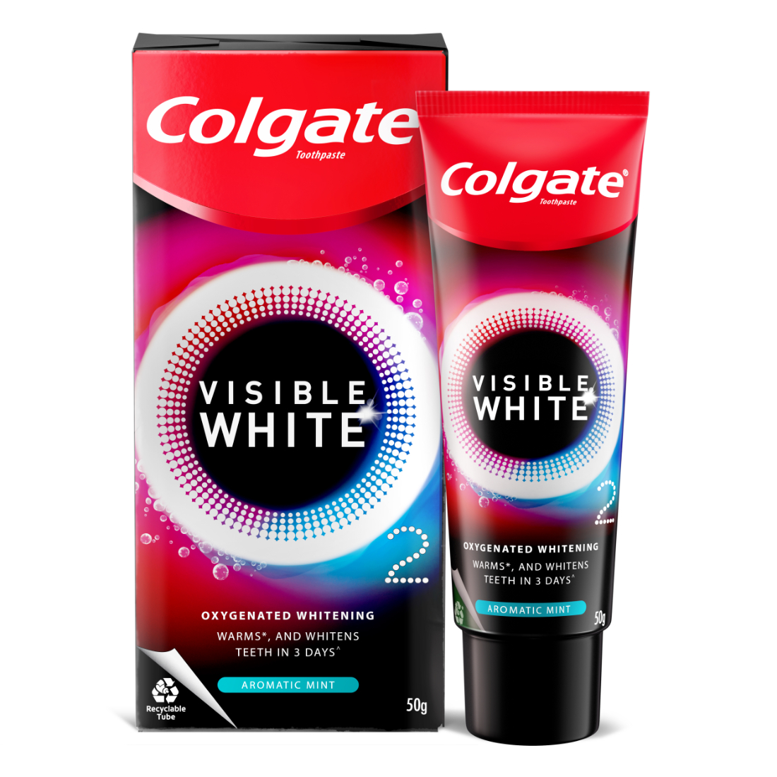 Colgate Visible White O2 Whitening Aromatic Mint Toothpaste, 50 gm ...