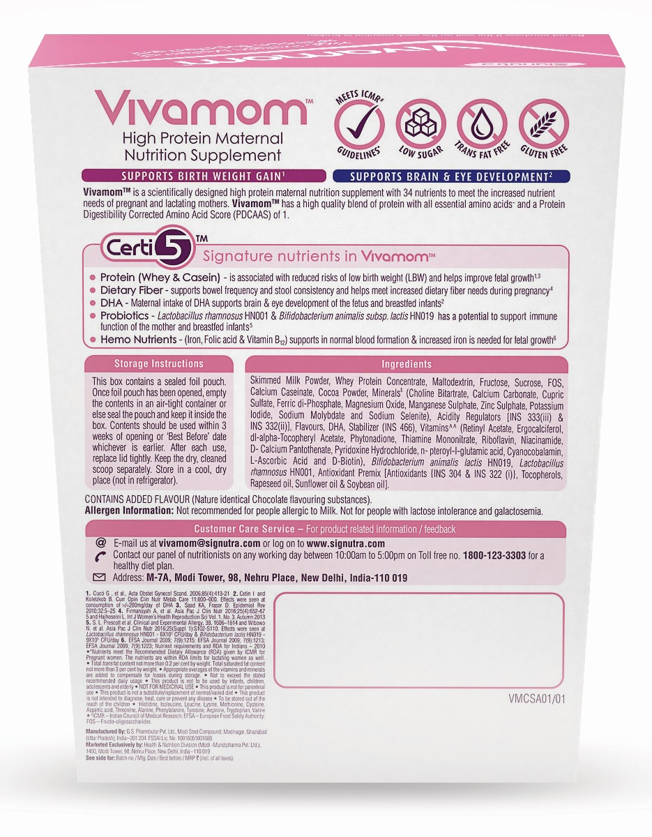 Vivamom Maternal Nutrition Supplement Chocolate Flavour Powder, 200 gm ...