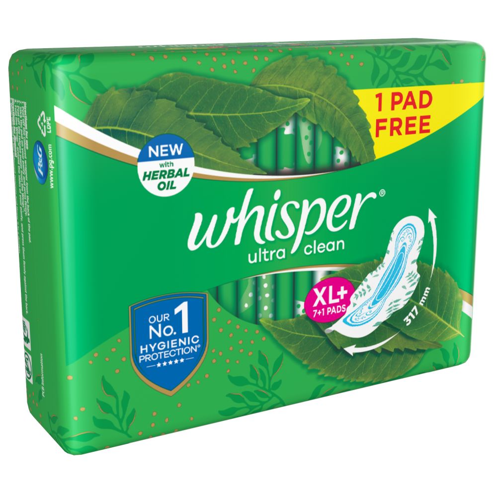 Whisper Ultra Clean Wings Sanitary Pads XL+, 7 Count Price, Uses, Side ...