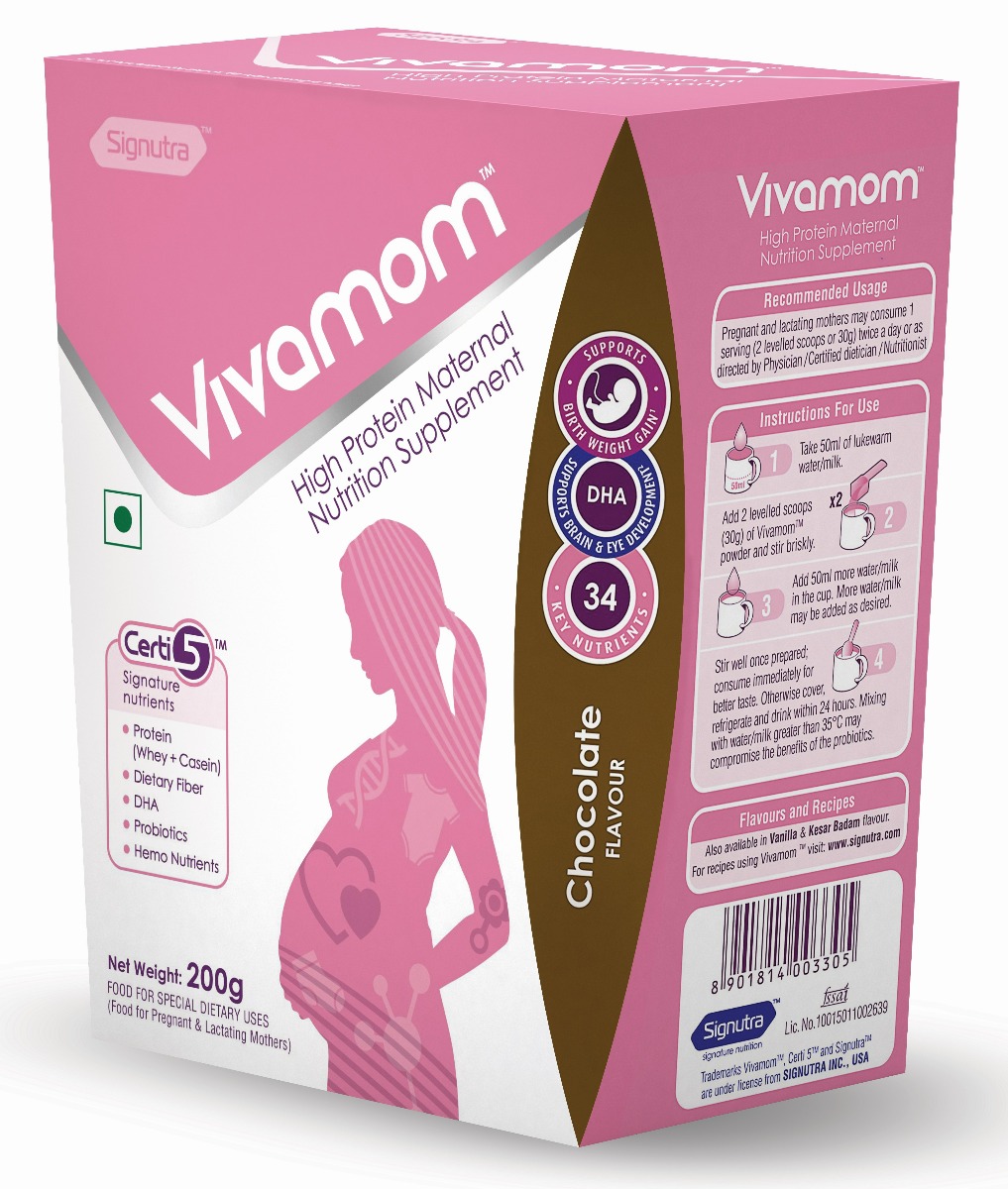 Vivamom Maternal Nutrition Supplement Chocolate Flavour Powder, 200 gm ...