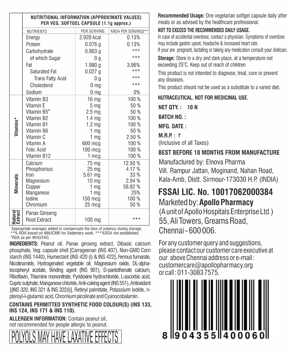 Apollo Pharmacy Multivitamin for Men, 10 Capsules Price, Uses, Side ...