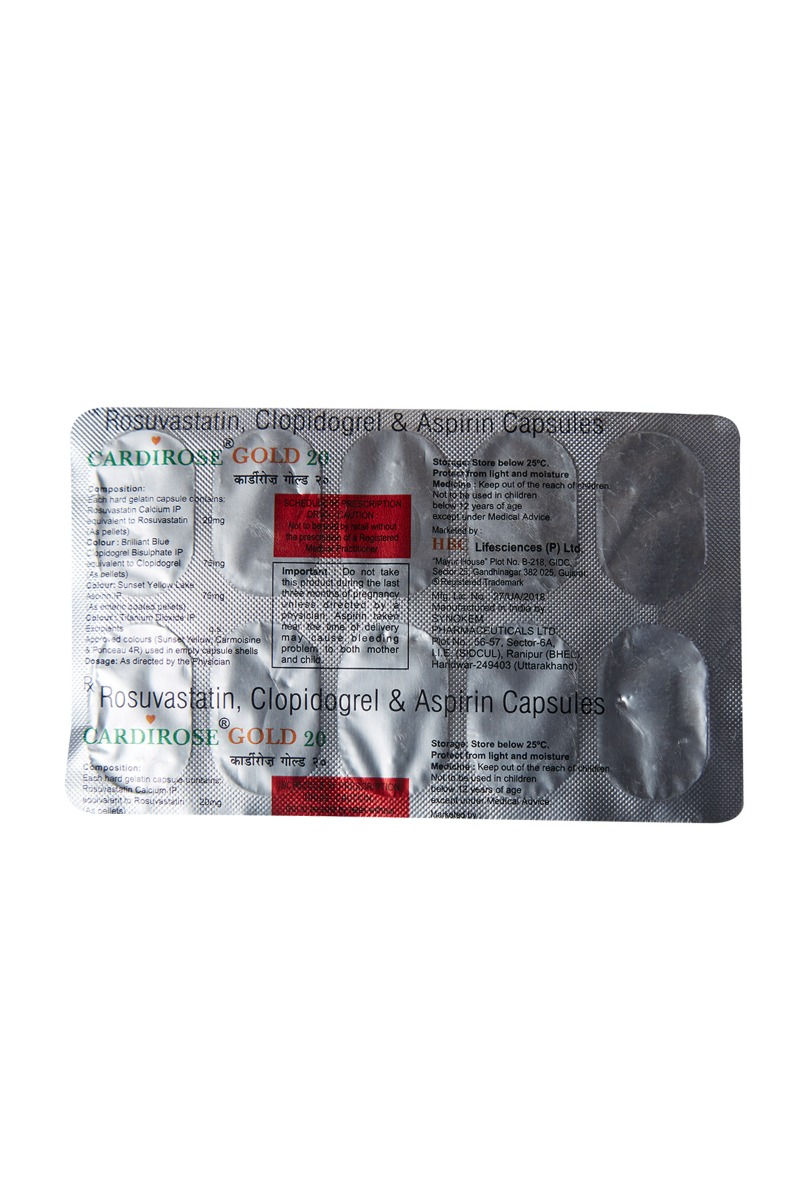 Cardirose Gold 20 Capsule 10's Price, Uses, Side Effects, Composition ...