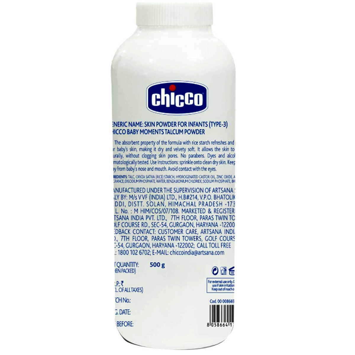 Chicco Talcum Powder, 500 gm Price, Uses, Side Effects, Composition ...