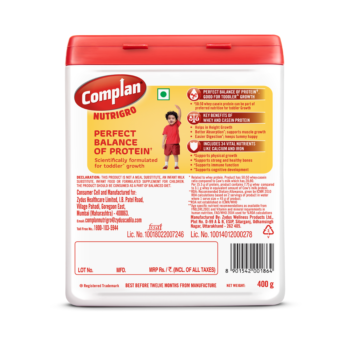 Complan Nutrigro Chocolate Flavour Nutrition Drink Powder, 400 gm Jar ...