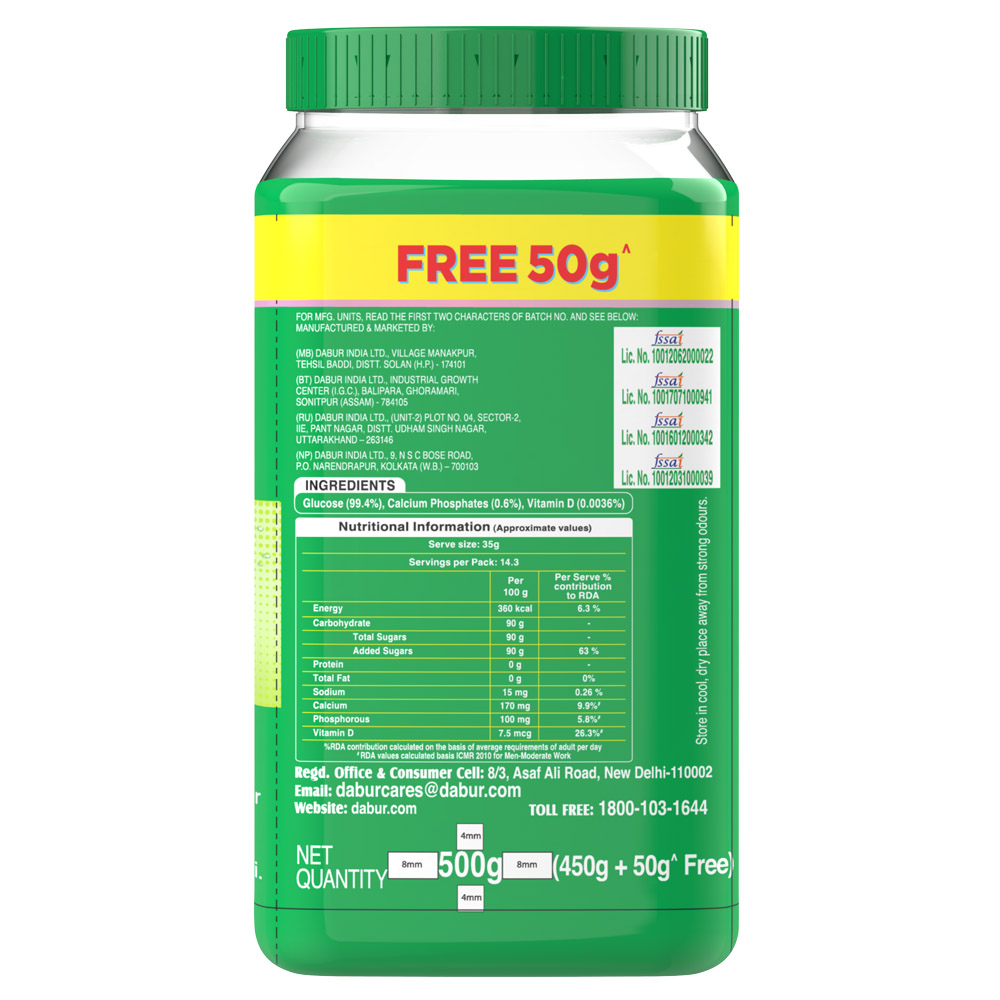 Dabur Glucose-D Instant Energy Powder, 500 gm Price, Uses, Side Effects ...