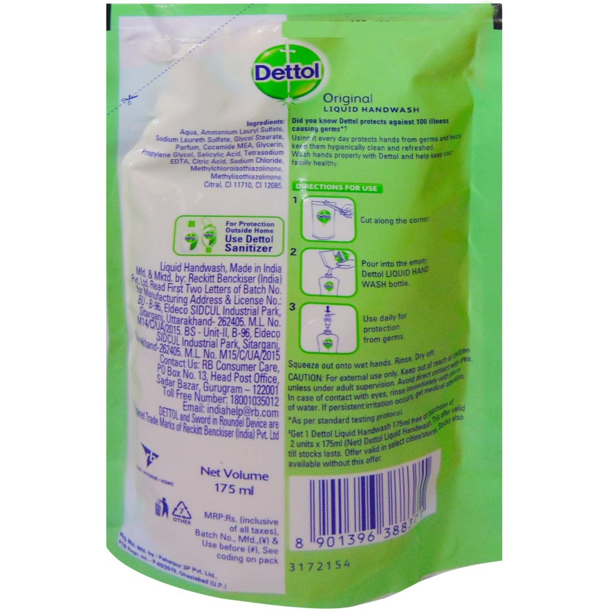 Dettol Original Liquid Handwash, 525 ml (3 x 175 ml) Price, Uses, Side ...