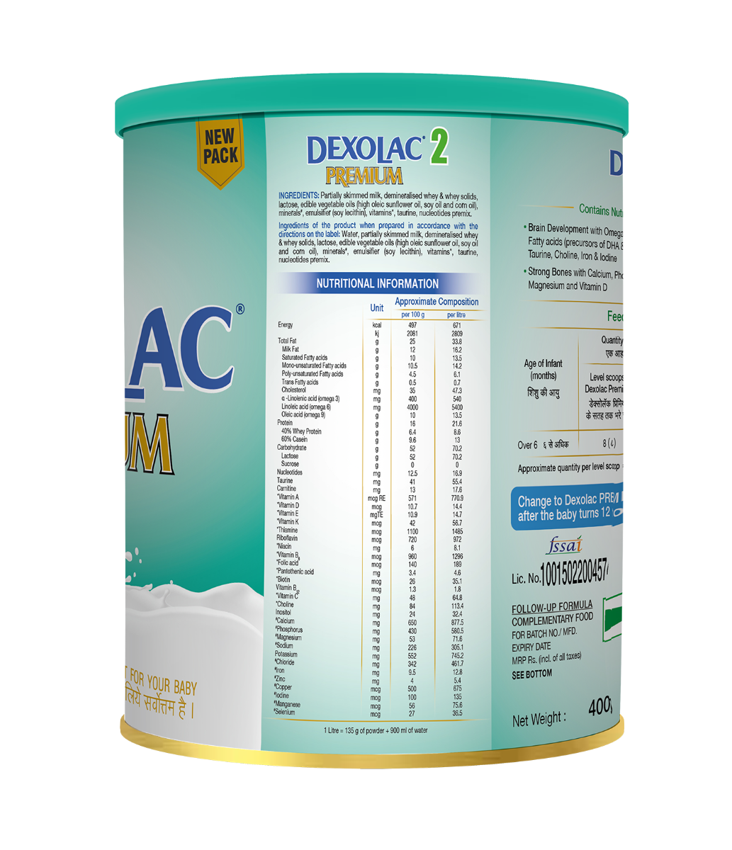 Dexolac Premium Infant Formula Stage 2 Powder (After 6 Months), 400 gm ...