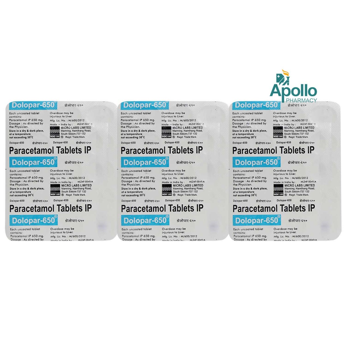 Dolopar-650 Tablet 15's Price, Uses, Side Effects, Composition - Apollo ...