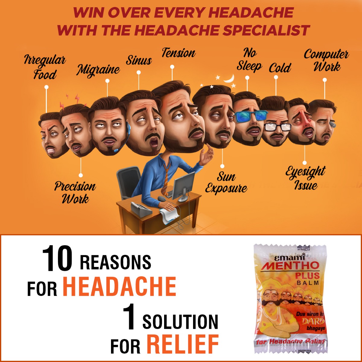 Emami Mentho Plus Balm, 9 ml (0.9 ml X 10 Sachets) Price, Uses, Side ...