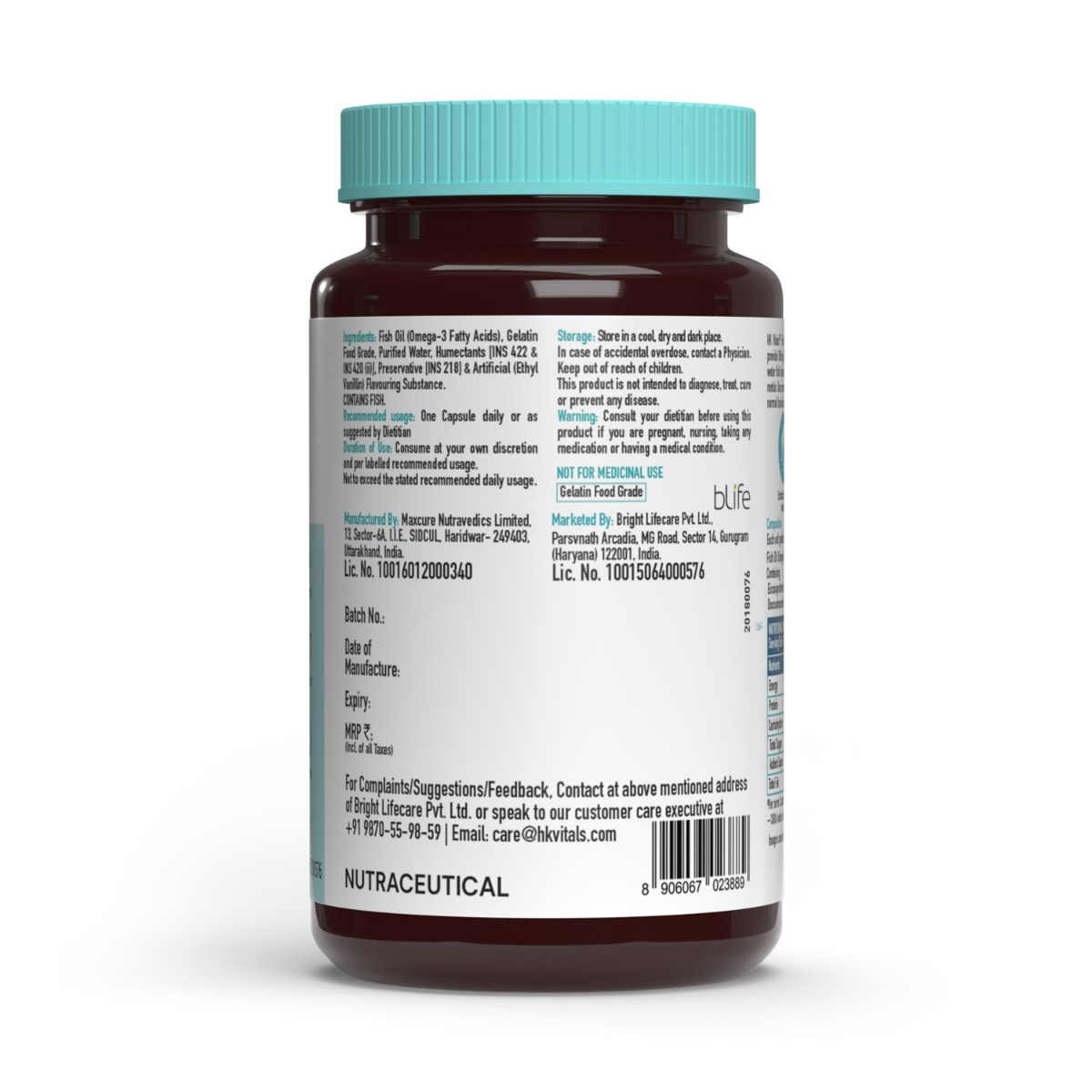 HealthKart HK Vitals Fish Oil 1000 mg, 60 Soft Gelatin Capsules Price ...