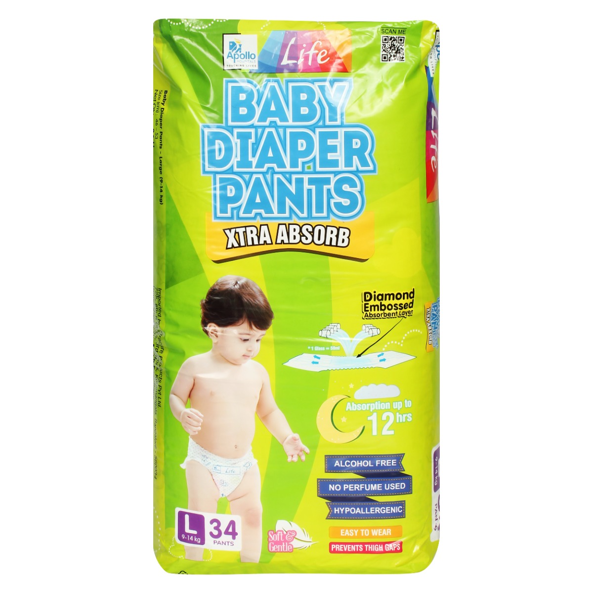 Apollo Life Baby Diaper Pants Large, 12 Count Price, Uses, Side Effects ...