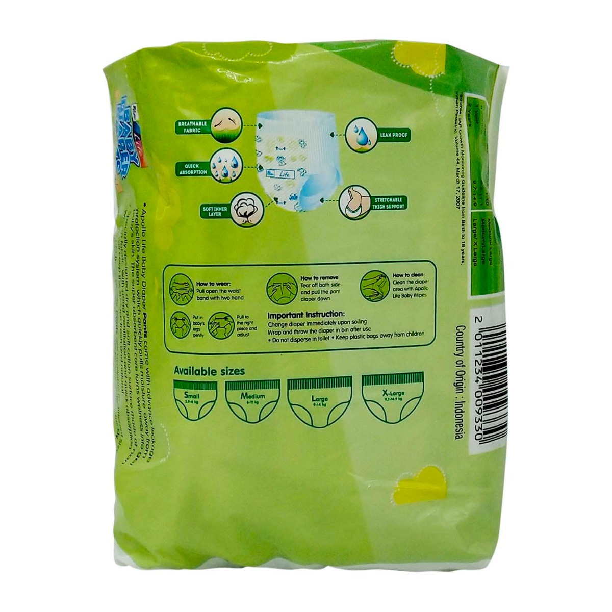 Apollo Life Baby Diaper Pants Large, 12 Count Price, Uses, Side Effects ...