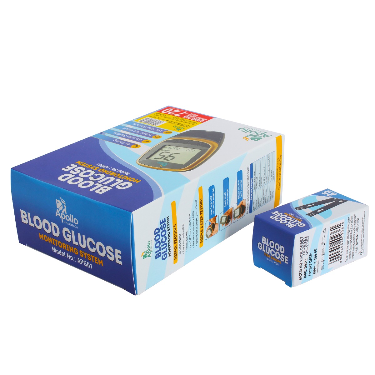 Apollo Pharmacy Blood Glucose Monitoring System - 25 Test Strips at ...