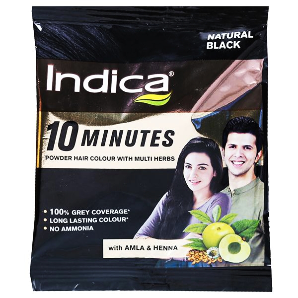 Indica Hair Dye With Amla & Henna Natural Black, 5 gm Price, Uses, Side ...