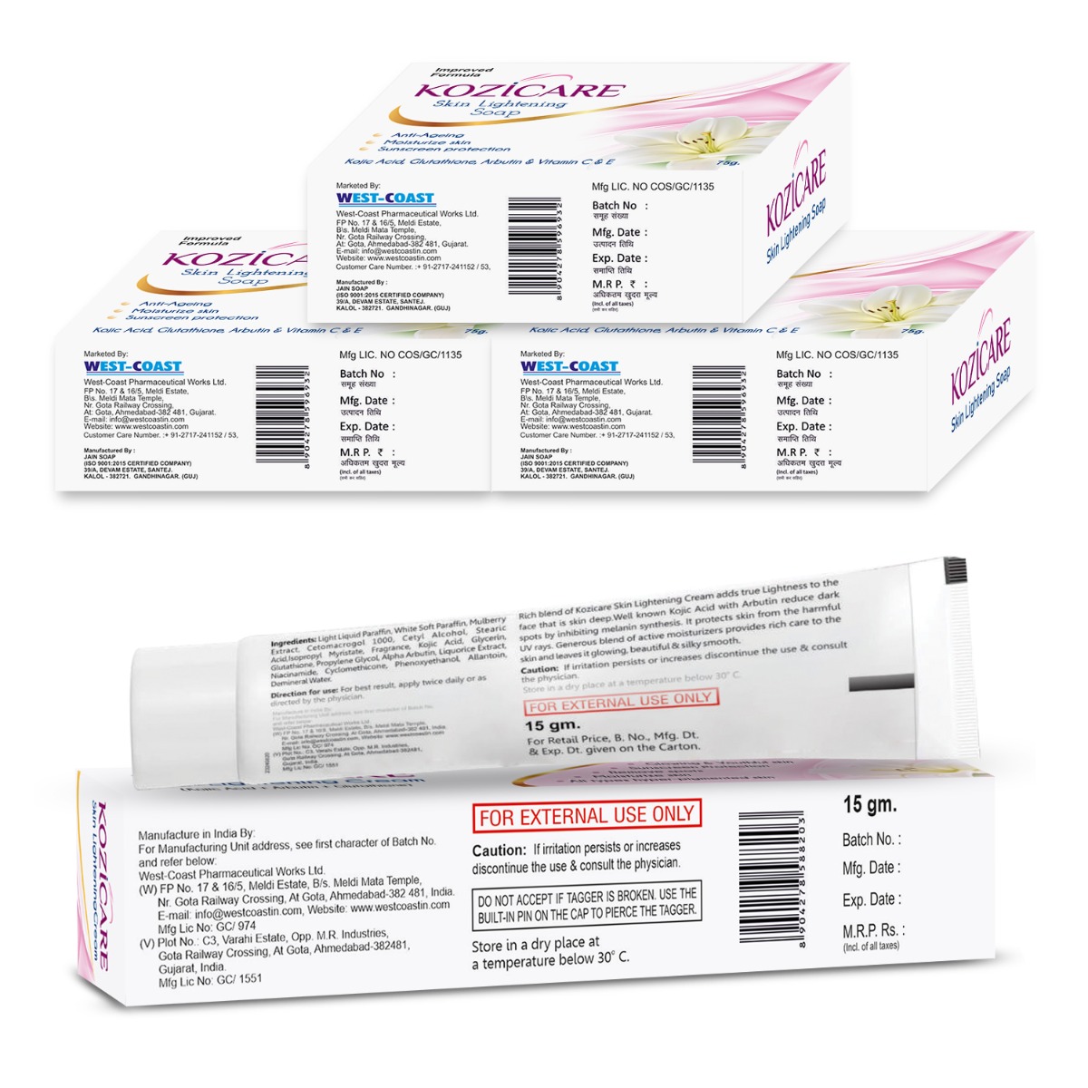 Kozicare Skin Lightening Kit - (3 Soaps & 1 Cream) Price, Uses, Side ...