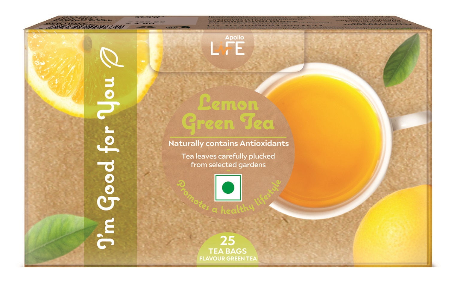Apollo Life Lemon Green Tea Infusion Bags, 25 Count Price, Uses, Side ...