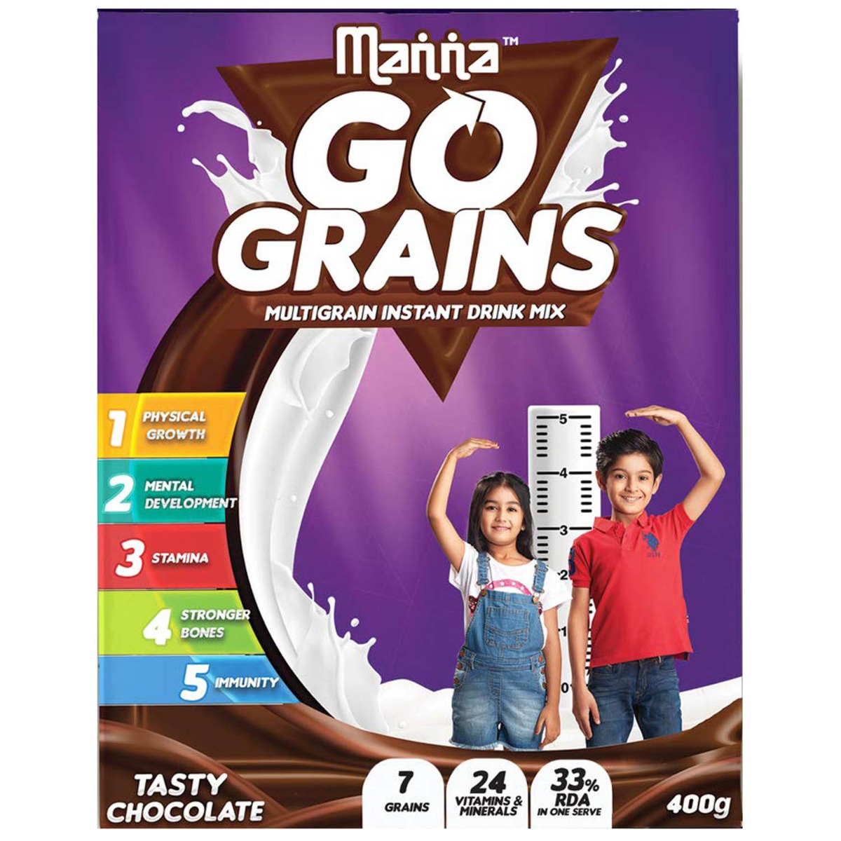 Manna Go Grains Multigrain Chocolate Flavour Instant Drink Mix, 200 gm ...