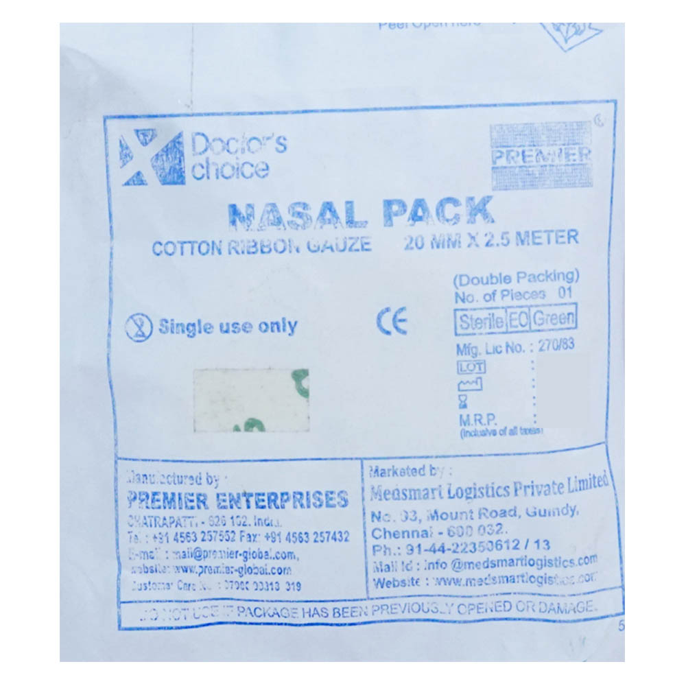 Doctor's Choice Disposable Sterile Nasal Pack 20 mm x 2.5 m, 1 Count ...