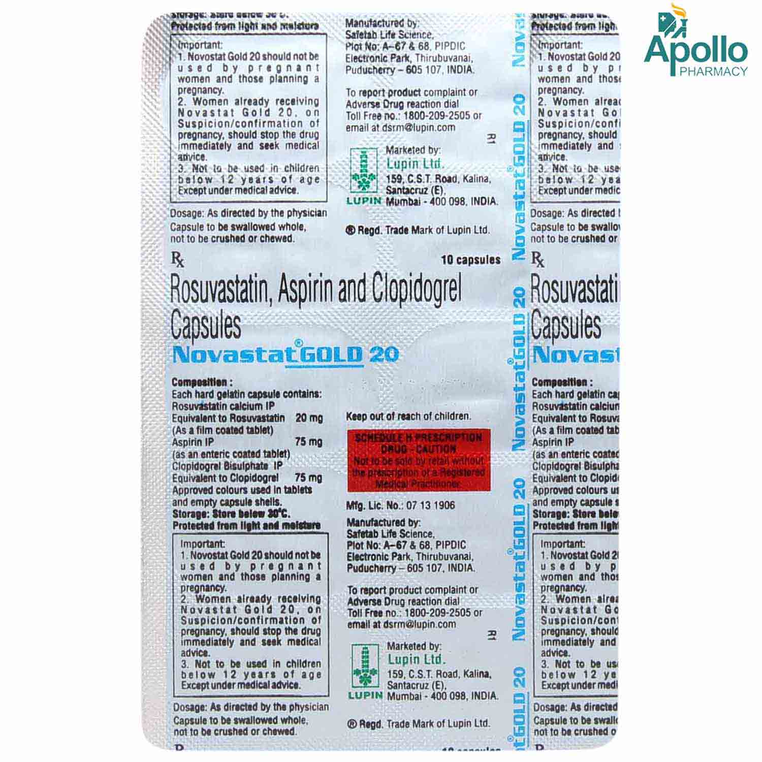 Novastat Gold 20 Capsule 10's Price, Uses, Side Effects, Composition ...