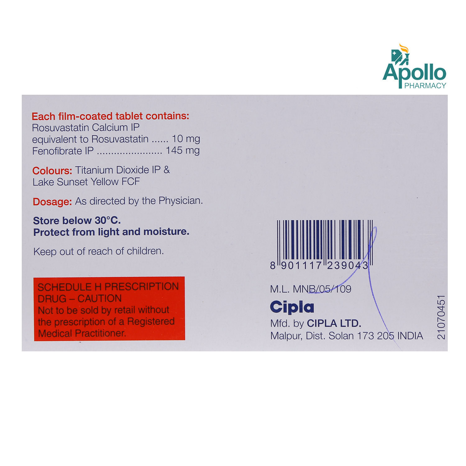 Rosulip-F 10 Tablet 10's Price, Uses, Side Effects, Composition ...