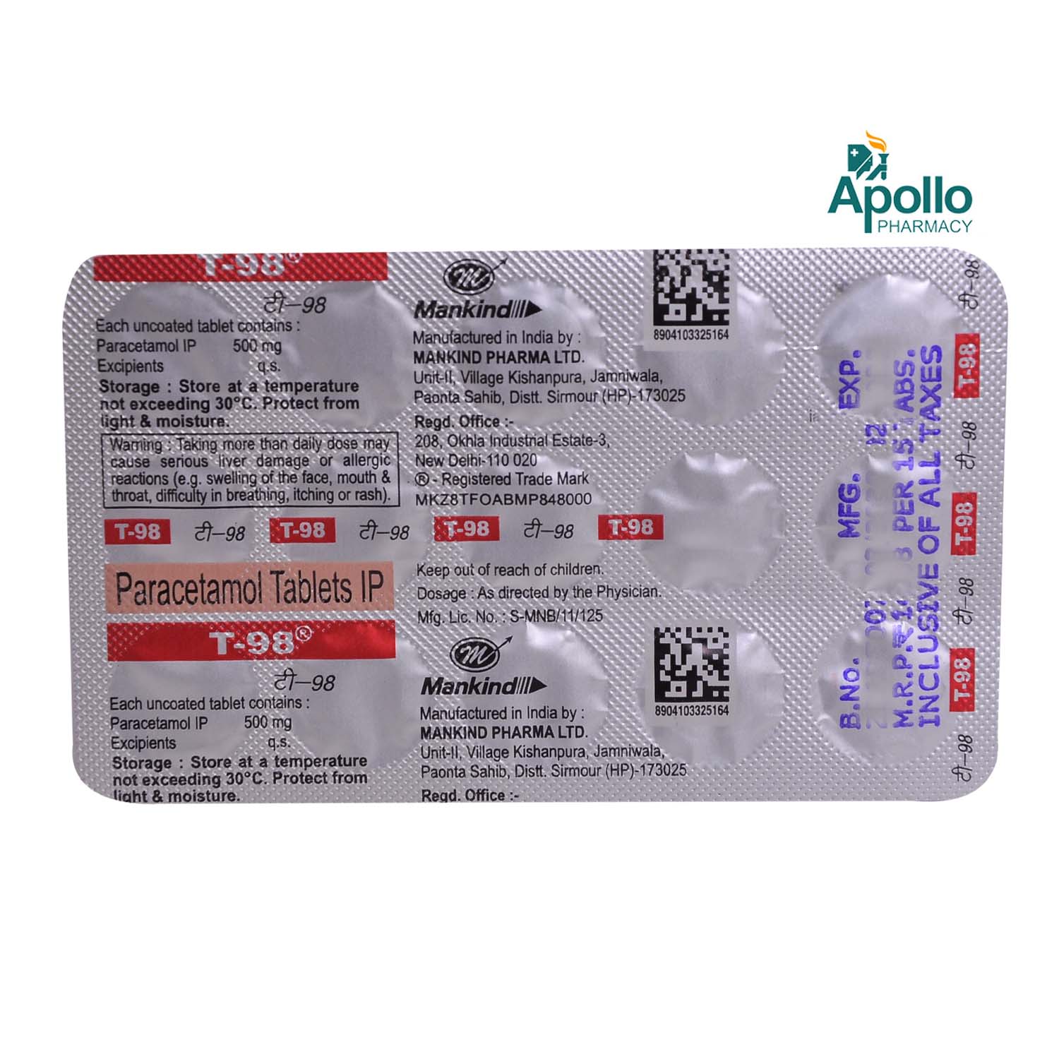 T-98 500 mg Tablet 15's Price, Uses, Side Effects, Composition - Apollo Pharmacy
