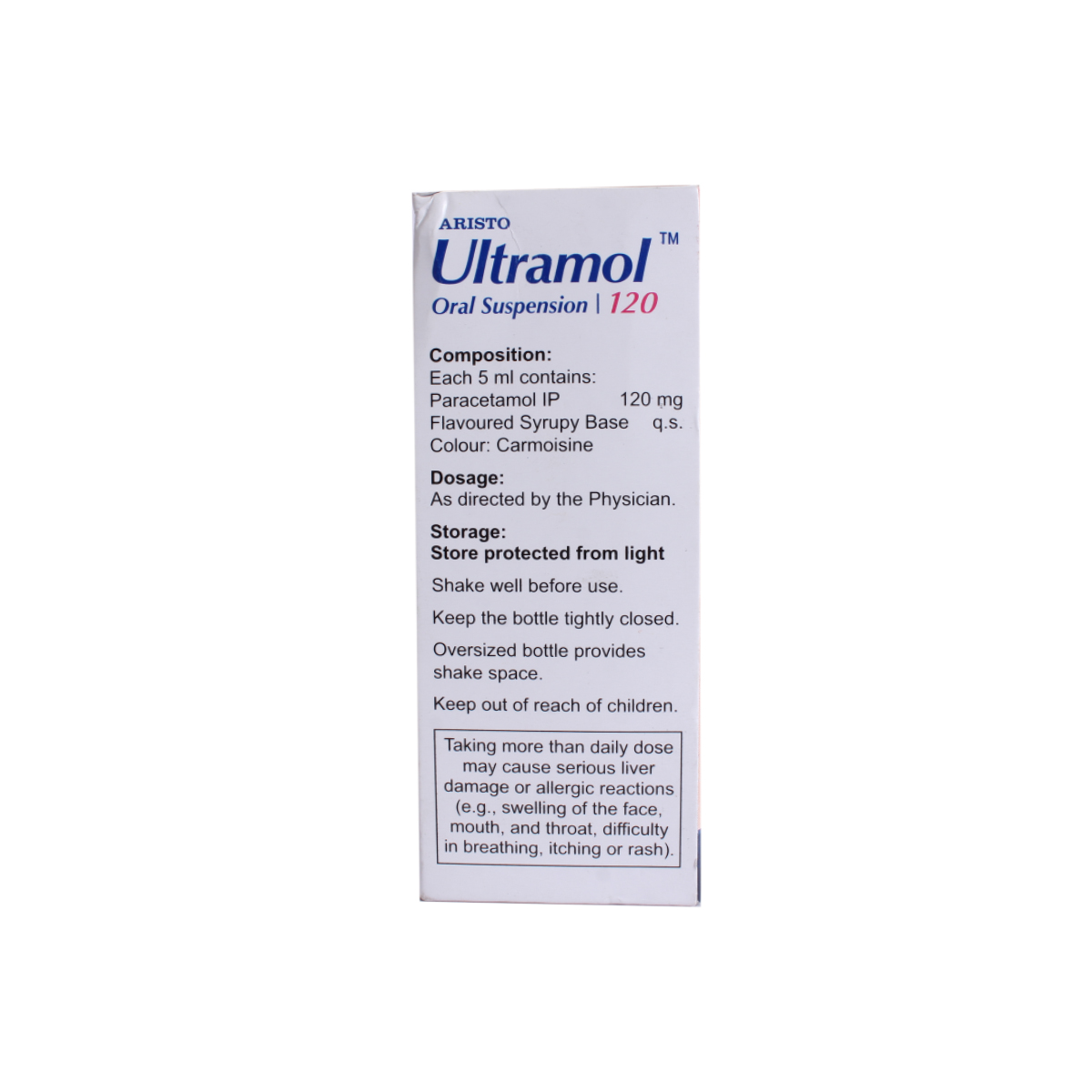 Ultramol 120 Paediatric Oral Suspension 60 ml Price, Uses, Side Effects ...