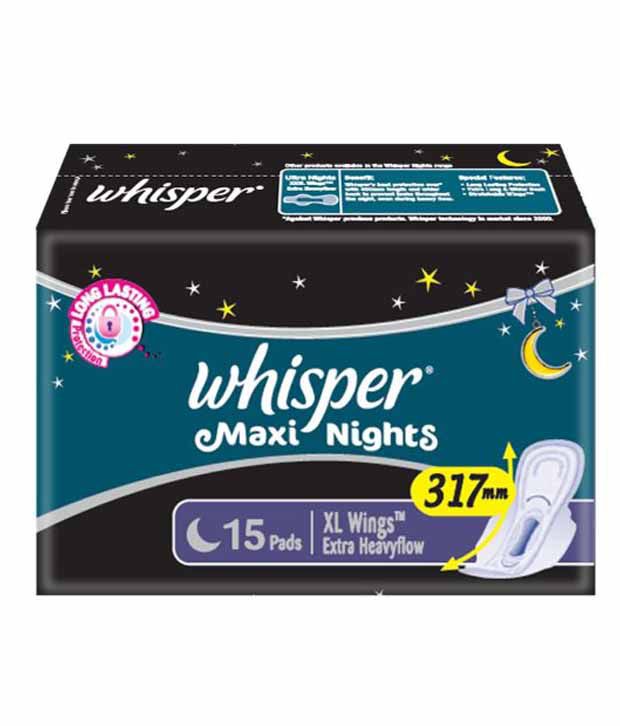 Whisper Maxi Fit Wings Sanitary Pads XL, 15 Count Price, Uses, Side ...