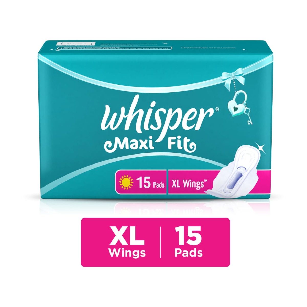 Whisper Maxi Fit Wings Sanitary Pads XL, 15 Count Price, Uses, Side ...